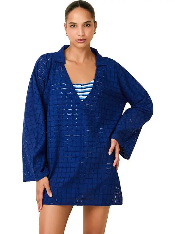 Solid & Striped Alba Maritime Eyelet Tunic - Navy