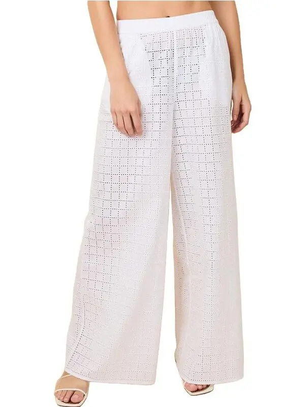 Solid & Striped Delaney Grid Eyelet Pants - White