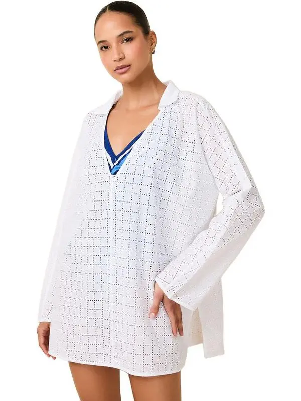 Solid & Striped Alba Grid Eyelet Tunic - White