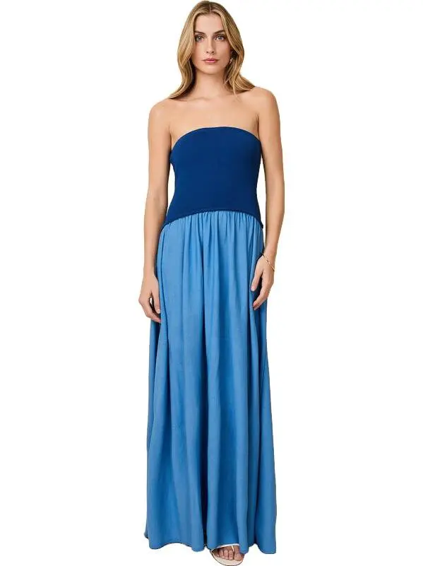 Solid & Striped Strapless Soglio Maxi Dress - Navy