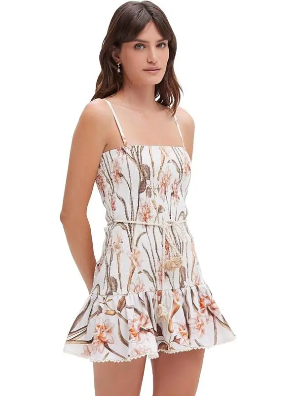 PatBO Botanic Retro Mini Dress - White