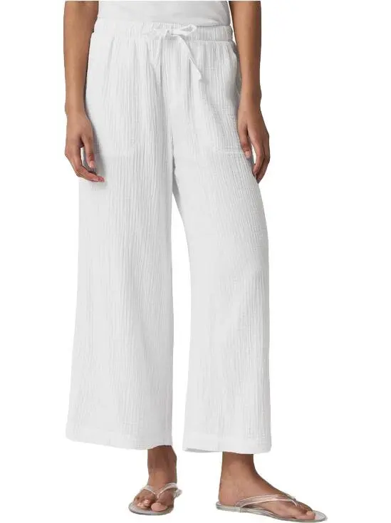 Splendid Gauze Crochet Palazzo Pant - White