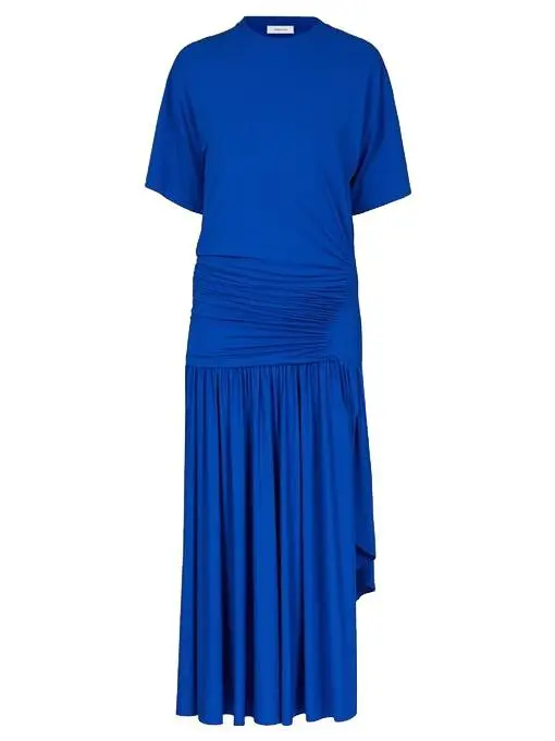 FERRAGAMO Long T-shirt Dress With Draped Detailing - Blue