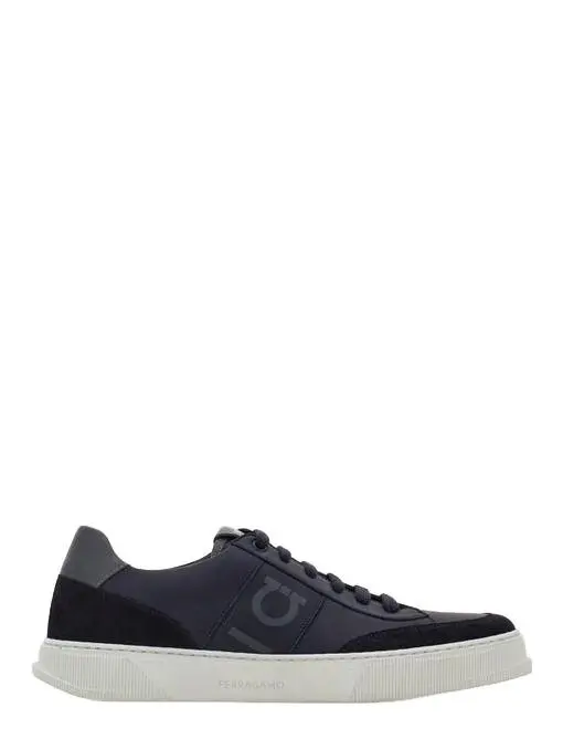 FERRAGAMO Low-top Sneaker With Gancini Detail - Blue