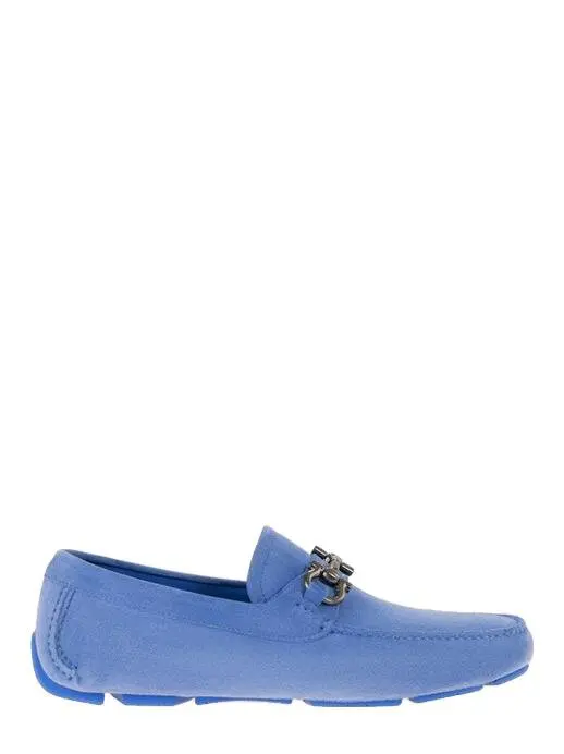 FERRAGAMO Gancini Ornament Driver Loafer - Blue