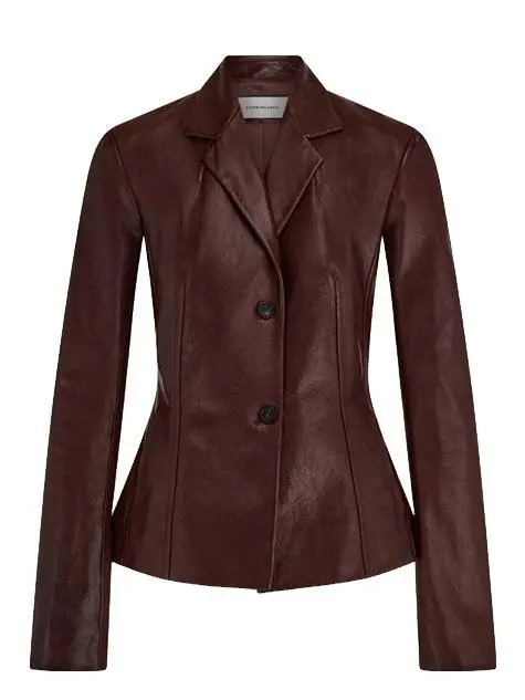 FERRAGAMO Leather Blazer Jacket - Brown