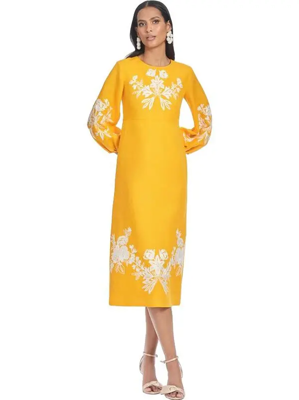 Sachin & Babi Amaira Embroidered Sheath Dress - Gold / Yellow