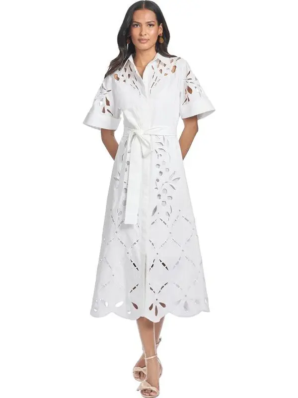 Sachin & Babi Vincenza Embroidered Shirt Dress - White