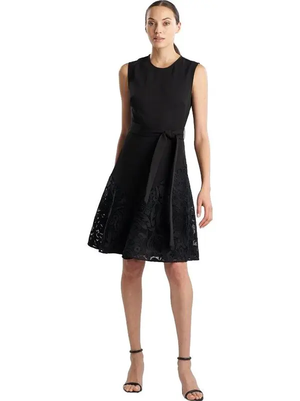 Natori Suzani Lace Flare Dress - Black