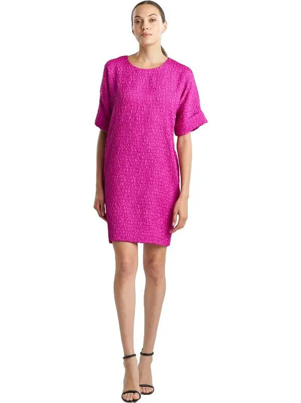 Natori Floral Crinkle Jacquard T-shirt Dress - Pink