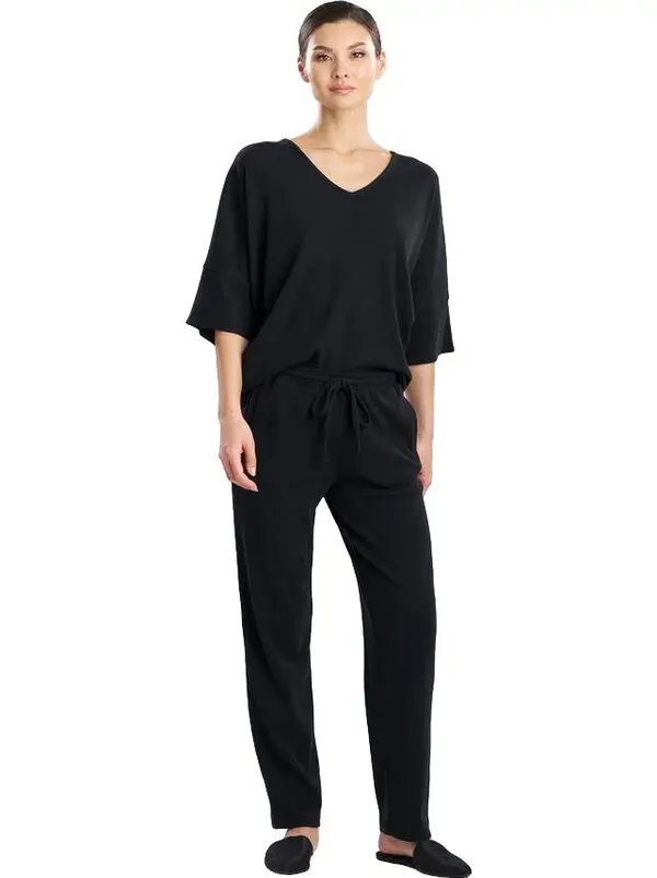 Natori Tranquility Waffle Tapered Pants - Black