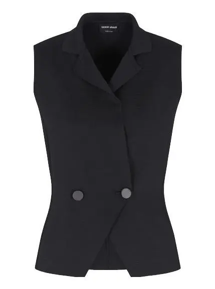 Giorgio Armani Silk Knit Double-breasted Gilet - Black