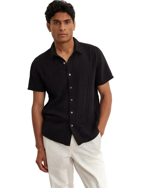 Velvet By Graham & Spencer Christian Cotton Gauze Button-up Shirt - Black