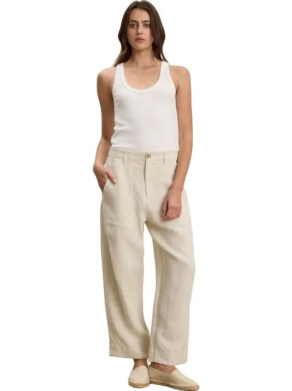 Velvet By Graham & Spencer Issa Linen Pant - White