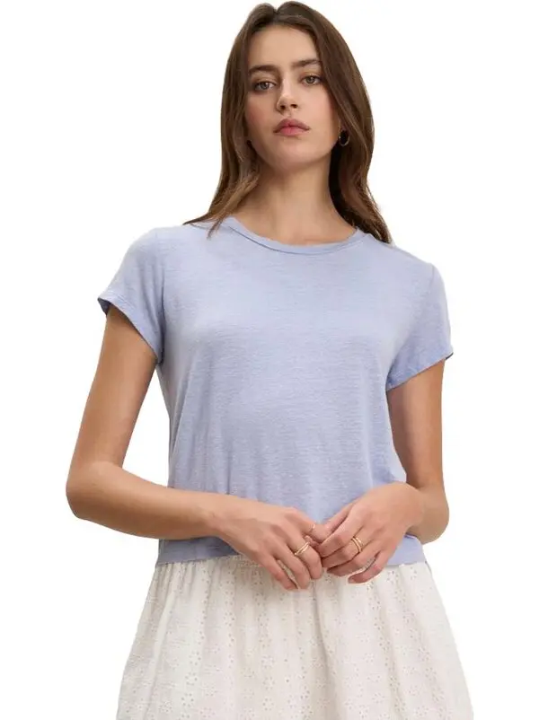 Velvet By Graham & Spencer Casey Linen Knit Tee - Neutral