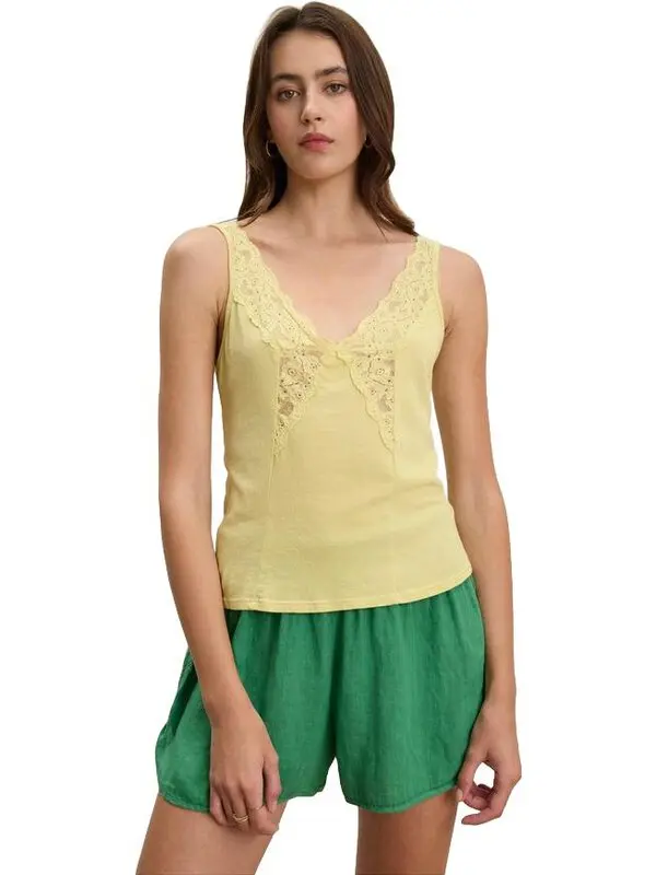Velvet By Graham & Spencer Lace Trim Tank Top - Natural