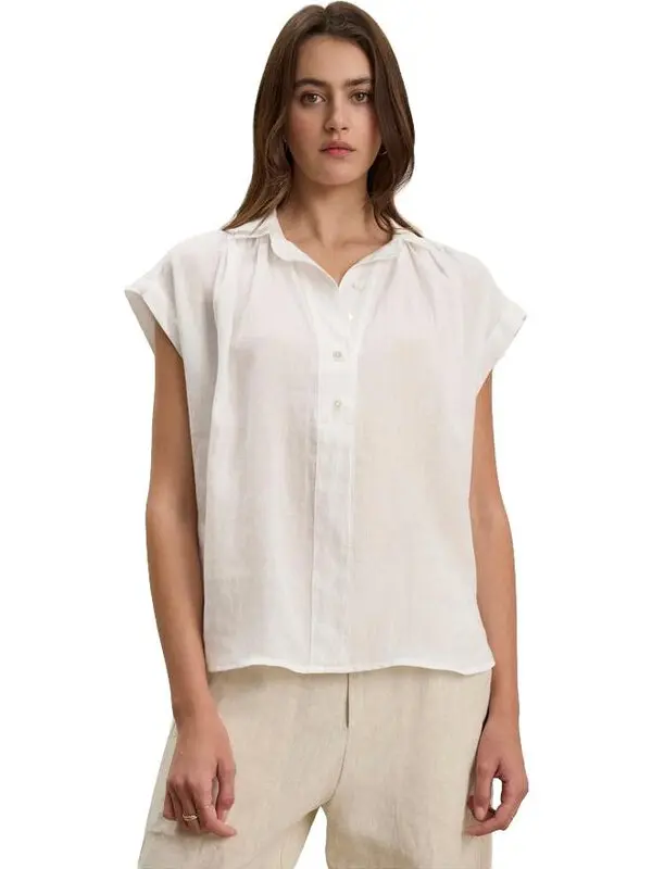 Velvet By Graham & Spencer Elowen Linen Top - White