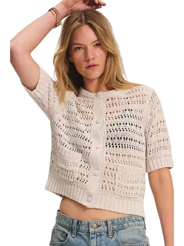 Velvet By Graham & Spencer Mirabel Crochet Cardigan - White