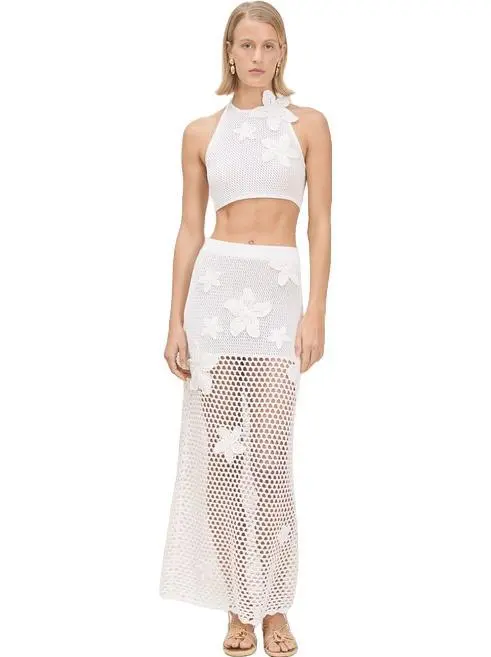 Devon Windsor Crochet Maxi Skirt - White