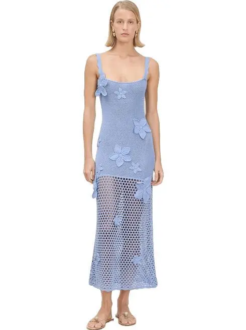 Devon Windsor Solla Crochet Midi Dress - Blue