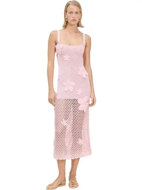 Devon Windsor Solla Crochet Midi Dress - Pink