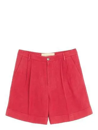 Valentino Garavani Cuffed Linen Bermuda Shorts - Red