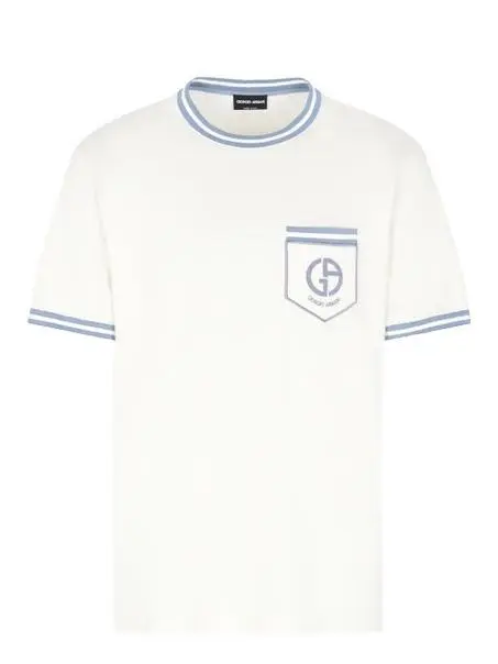 Giorgio Armani T-shirt In Silk Piqué Jersey - White