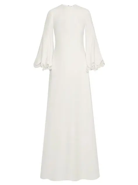 Oscar De La Renta Scroll Guipure-detailed Caftan - Natural