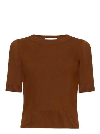 Oscar De La Renta Short Sleeve Wool Pullover - Natural