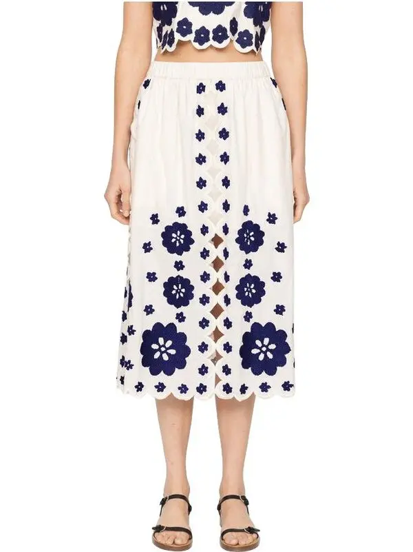 Sea Catrine Embroidered Skirt - Blue
