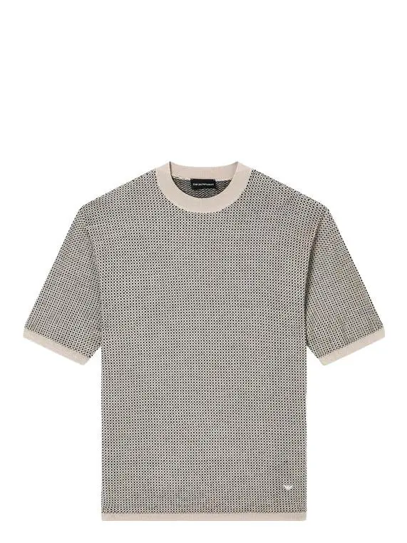 Emporio Armani Virgin Wool Jacquard Jumper - Natural