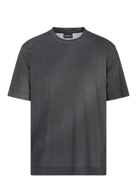Emporio Armani Asv Jersey T-shirt With All-over Op-art Print - Black