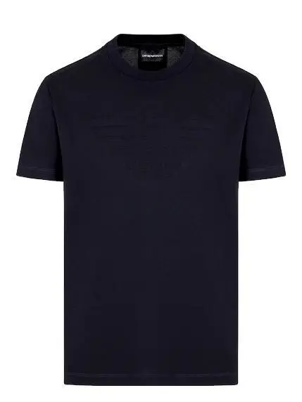 Emporio Armani Jersey T-shirt With Jacquard Logo - Green