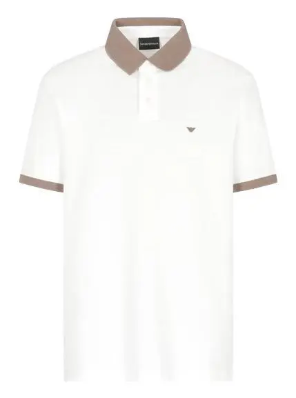 Emporio Armani Piqué Polo Shirt With Contrasting Knit Trim - White