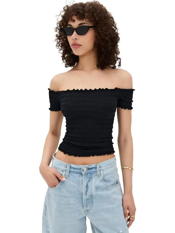 Free People Pucker Up Seamless Top - Black