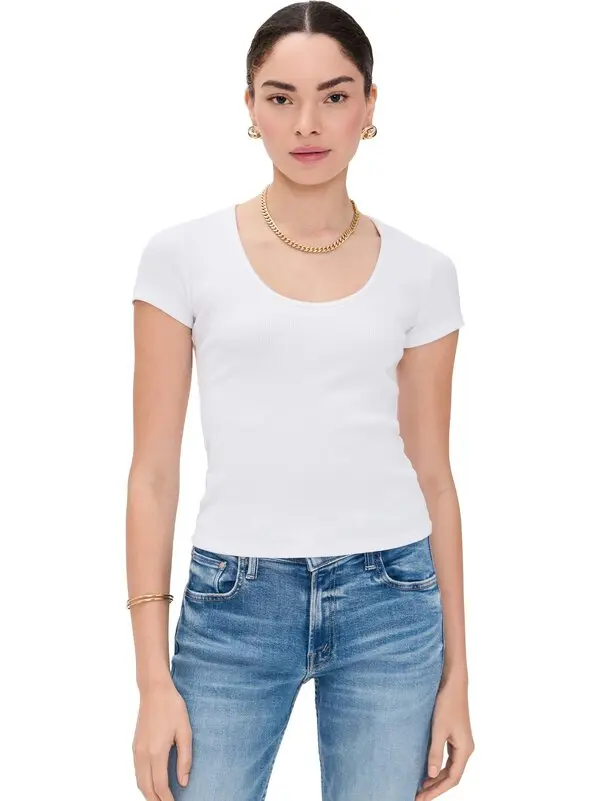 L'Agence Brynlee Short Sleeve Tee - White