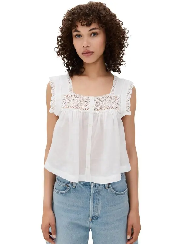 Citizens Of Humanity Mia Embroidered Sleeveless Top - White