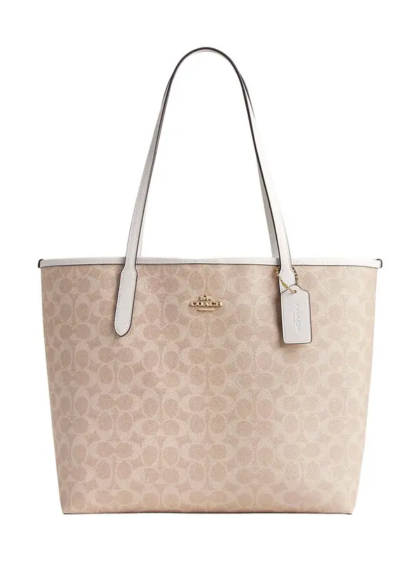 COACH OUTLET City Tote Bag In Signature Canvas - Gold/sand/chalk