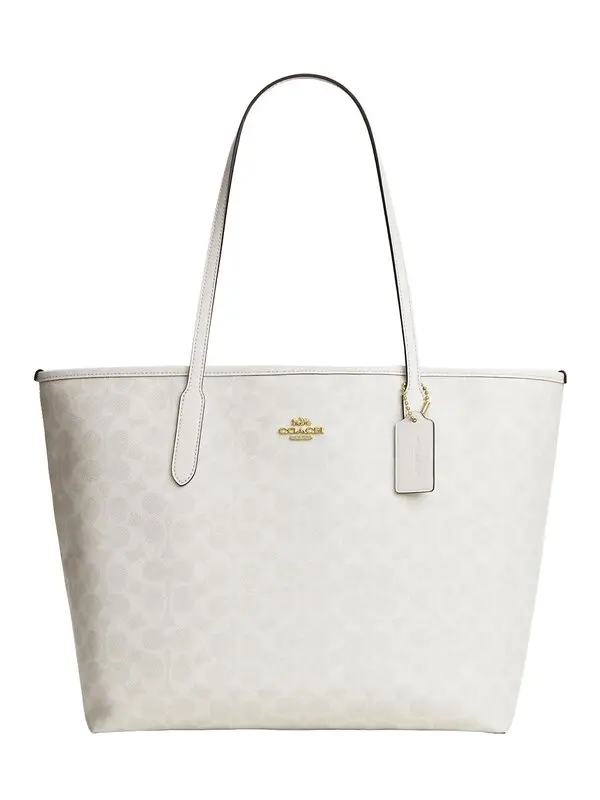 COACH OUTLET City Tote Bag In Signature Canvas - Gold/white/chalk