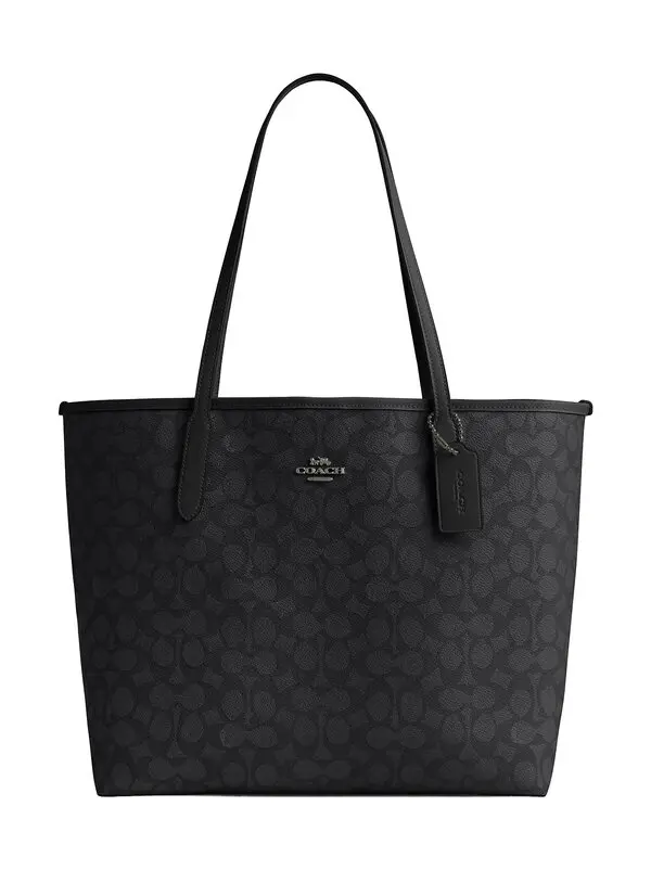 COACH OUTLET City Tote Bag In Signature Canvas - Gunmetal/charcoal/black