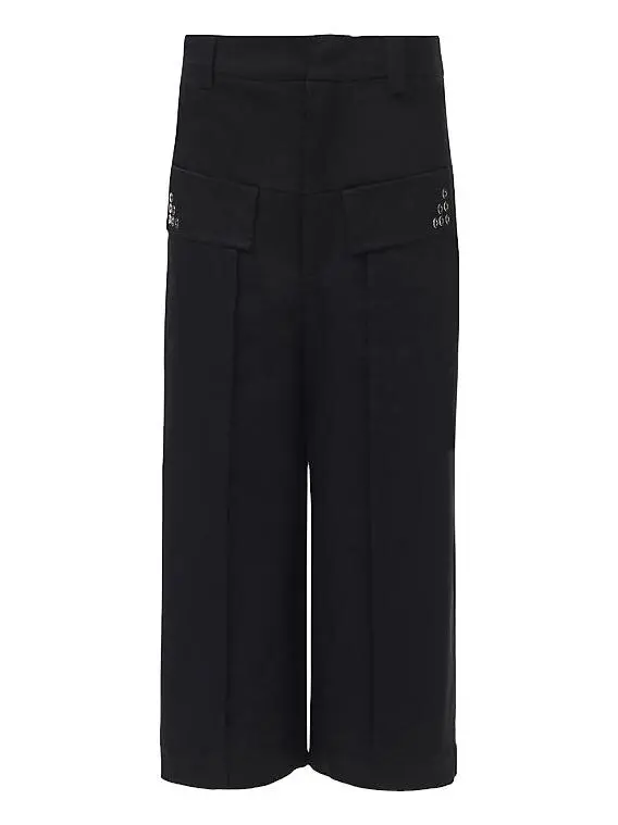 LEEM Wide-leg Cropped Trousers - Black