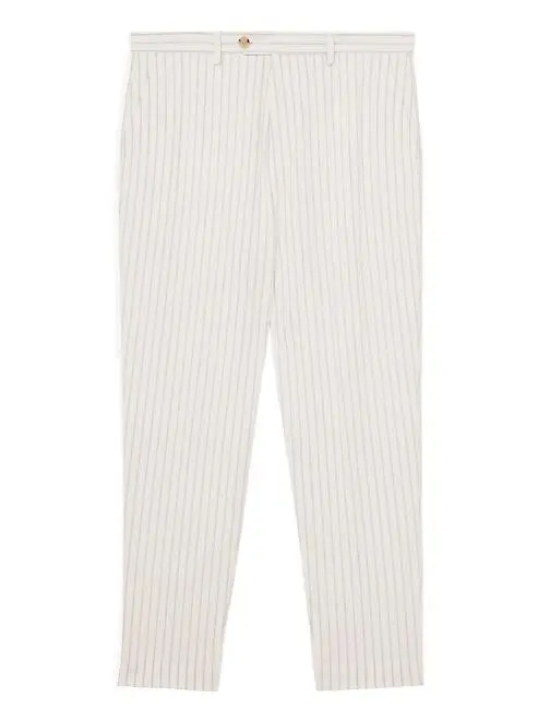 REISS Easton Pinstriped Straight-leg Trousers - Off White Taupe Brown