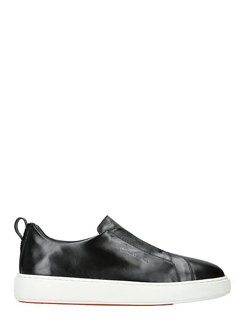 Santoni Clean Icon Victory Leather Low-top Trainers - Black