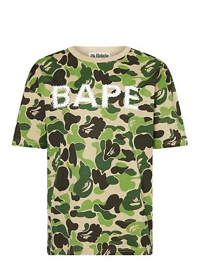 A BATHING APE Camouflage Rhinestone T-shirt - Green Camo
