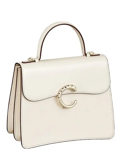 CARTIER Panthère De Leather Top-handle Bag - Salt White