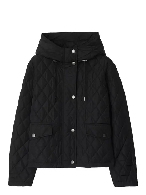 Burberry Cropped Quilted Nylon Hooded Jacket - Black