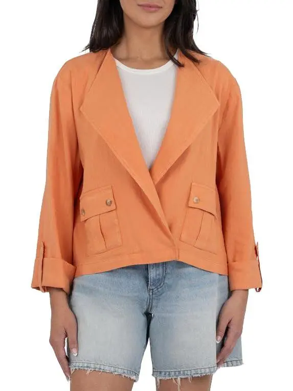 Kut From The Kloth Open Front Linen Blend Jacket - Sunkist