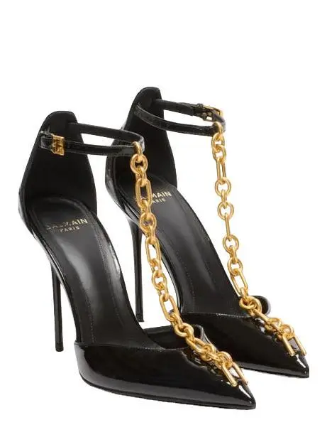 Balmain Sync Patent Leather Stilettos - Black