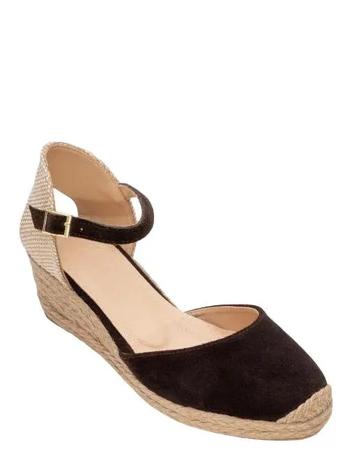 FOREVER & ALWAYS SHOES Aldea Leather Platform Espadrille - Cognac Brown Suede Leather