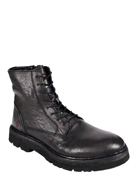ROAN Lace-up Combat Boots With Zipper - Black Hd Tml